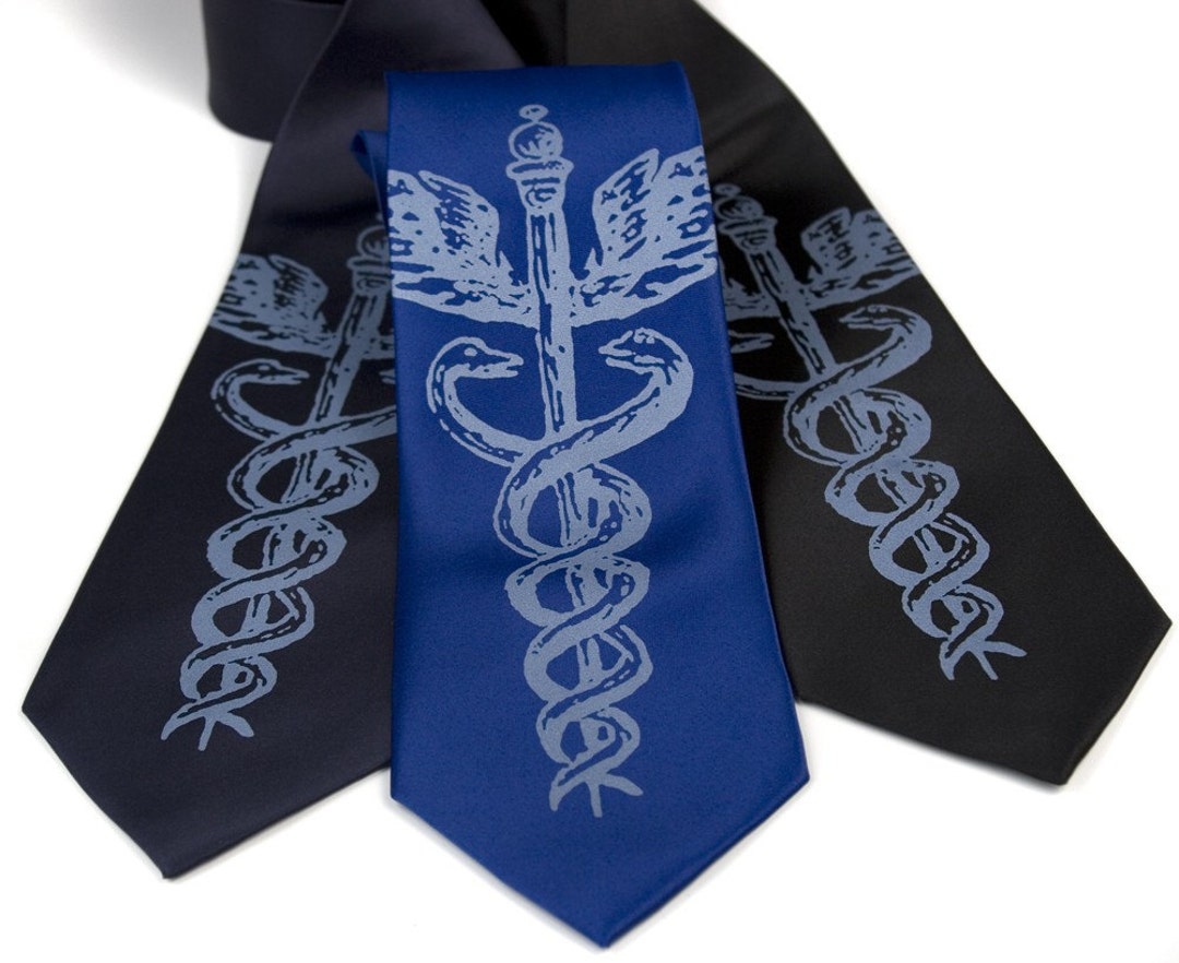 Caduceus Tie, Paramedic. Med Student, EMT Gift. Medical Symbol, Men's ...
