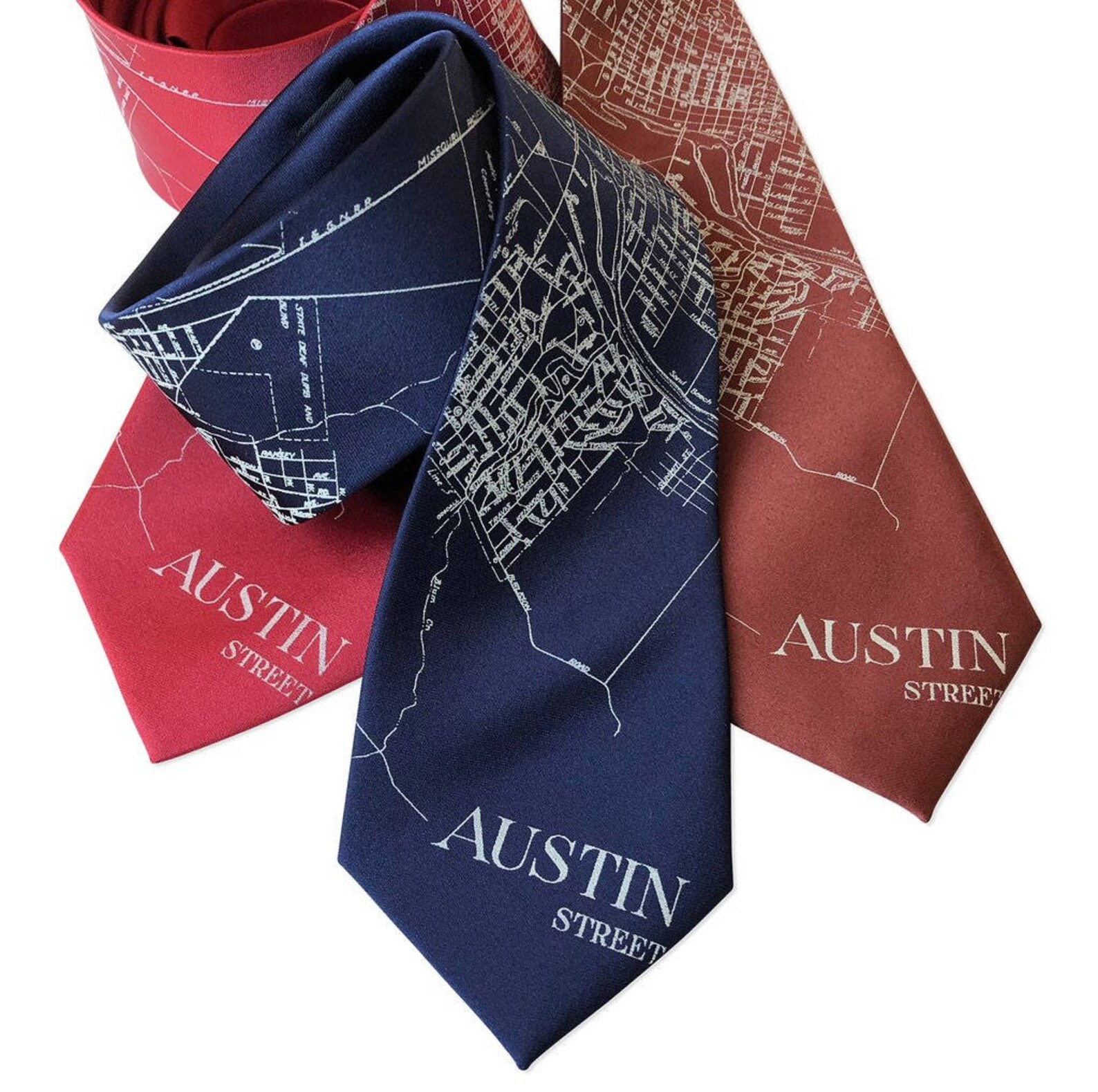 Austin Map Tie Austin City Map Necktie. UT Austin TX map tie | Etsy