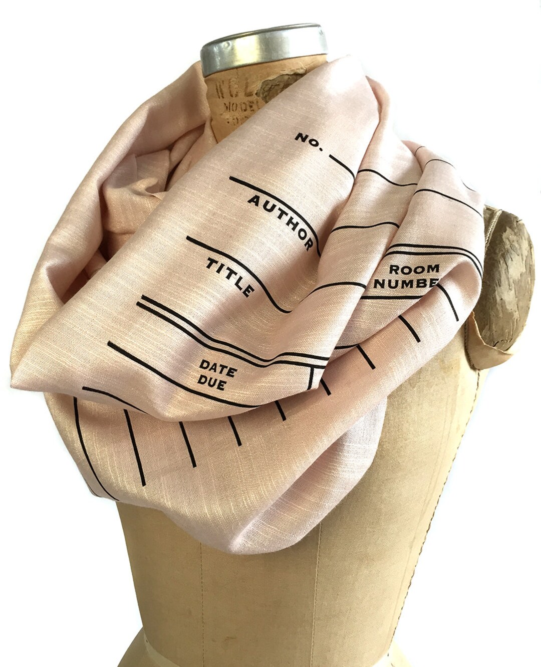 Library Book Scarf. Library Card Scarf. Date Due Slip Print Linen Weave ...