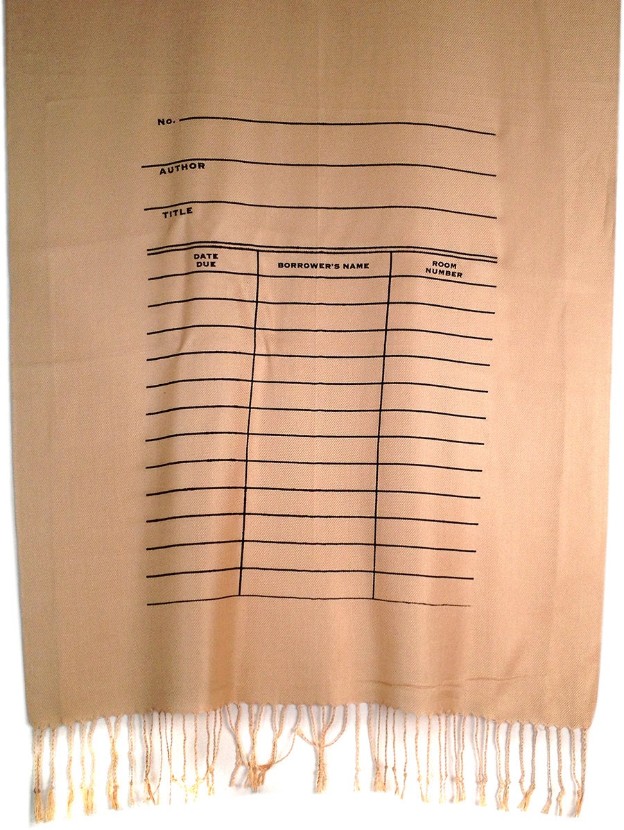 Library Card Scarf. Librarian Gift Reading Gift for Book | Etsy