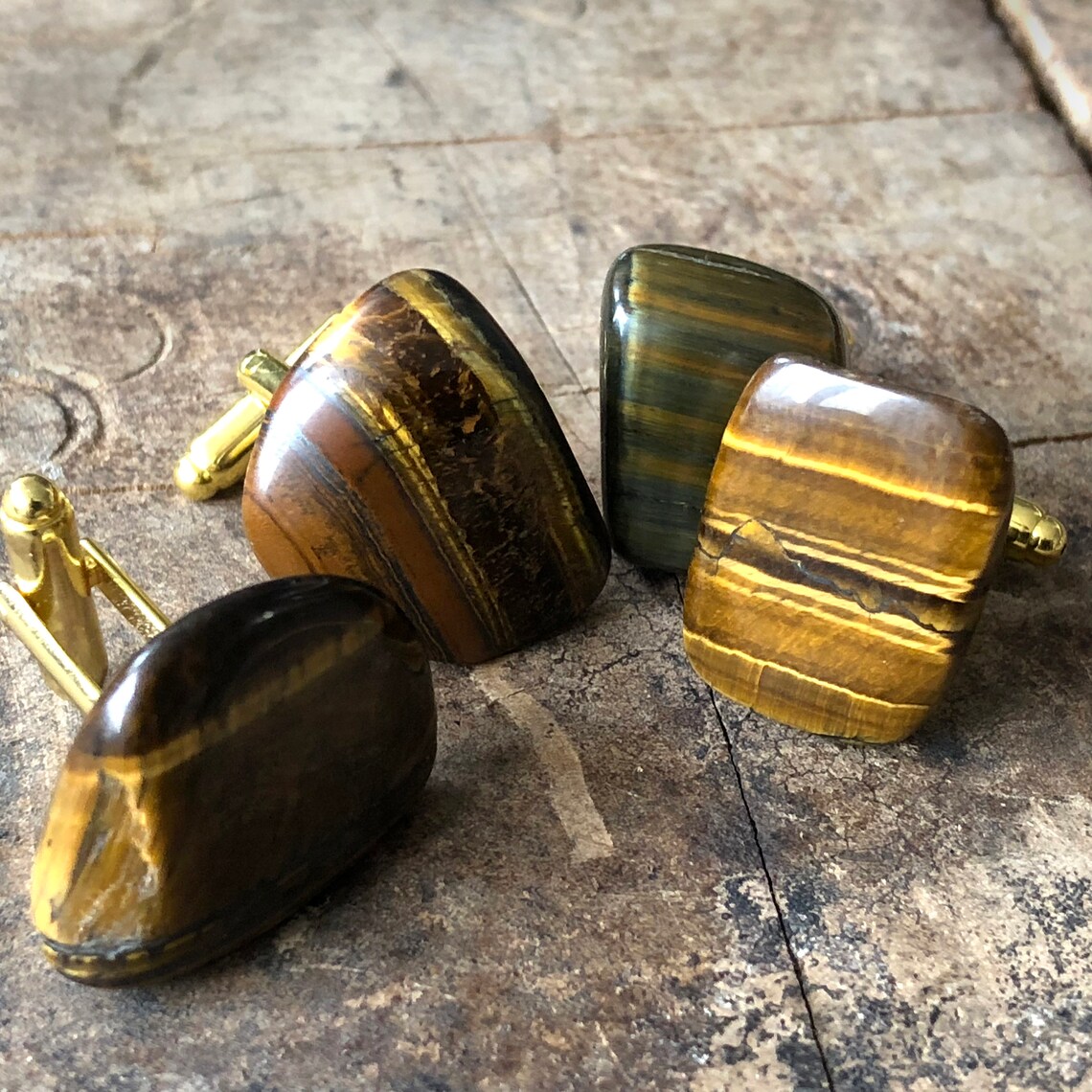 Tiger Eye Cufflinks. Tigers eye cuff links polished stone | Etsy