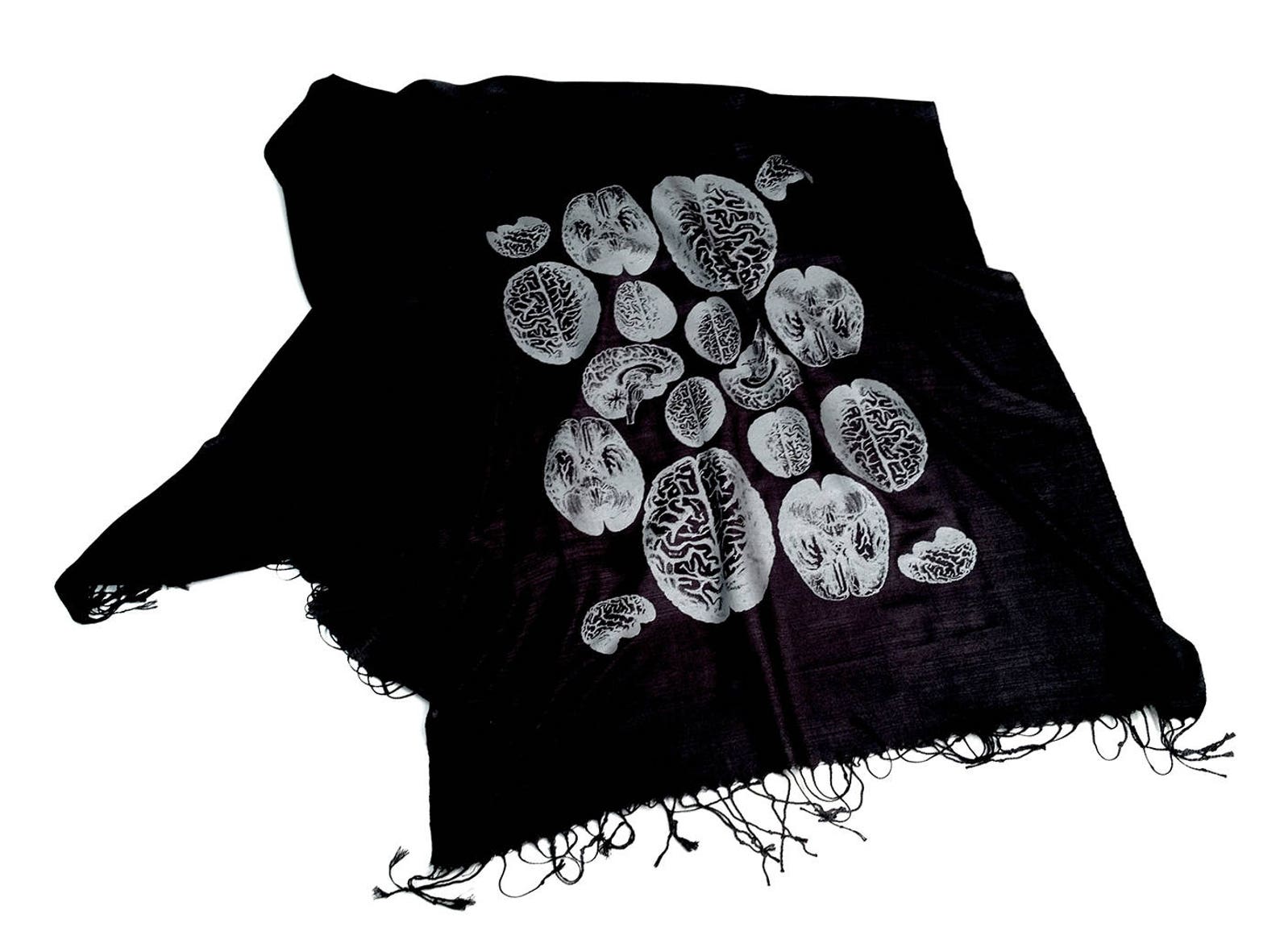 Brain Print Scarf Anatomical Brain Hemisphere Lightweight | Etsy