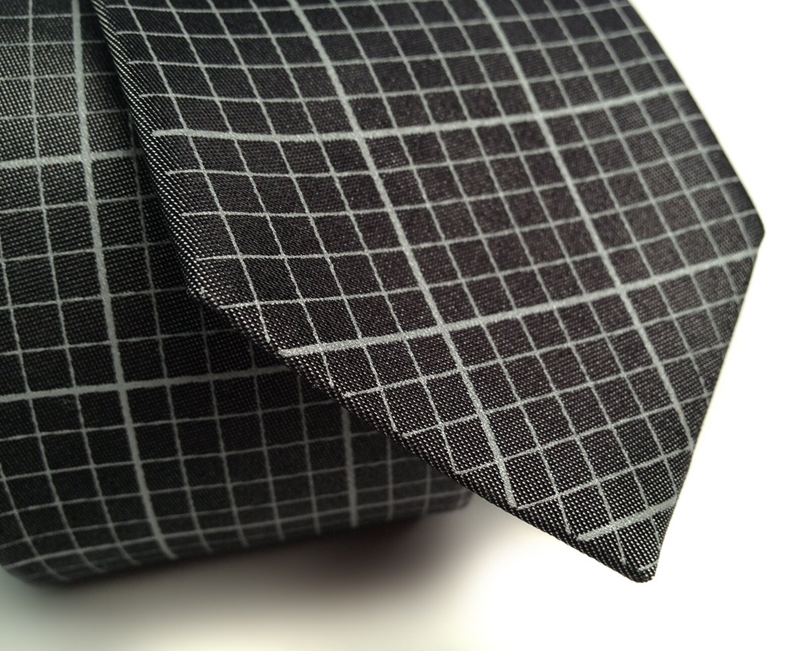 Graph Paper Necktie. Pewter Shot Silk. Silkscreened Grid Paper - Etsy