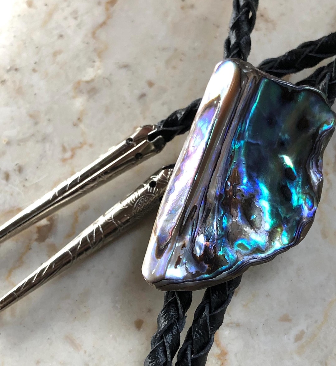 Abalone Shell Bolo Tie — Genuine New Zealand Paua Shell (natural ...