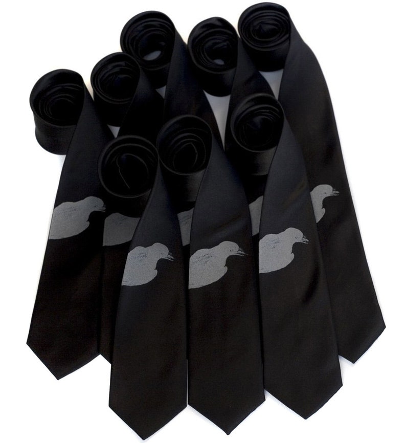 Raven Tie. Blackbird silhouette men's silk necktie. Goth | Etsy