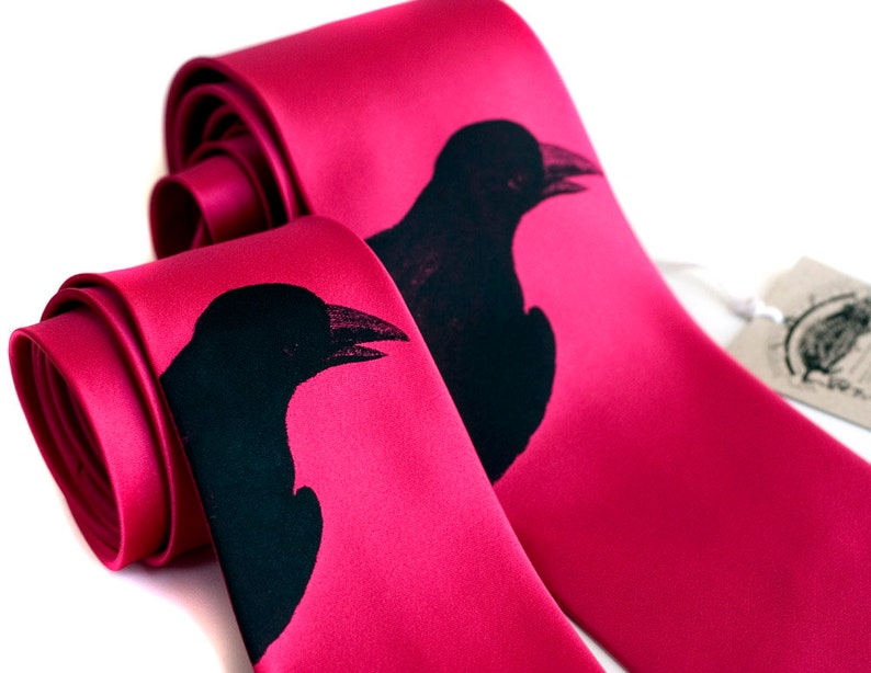 Raven Necktie. Black Bird Crow Tie. Edgar Allan Poe Gift. | Etsy