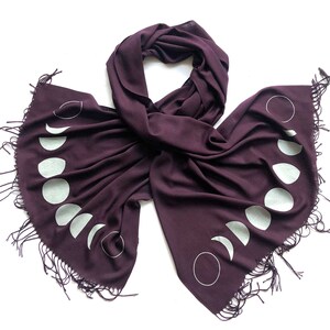 Moon Phase Scarf. Phases of the Moon, Bamboo Pashmina. Full Moon, Lunar ...