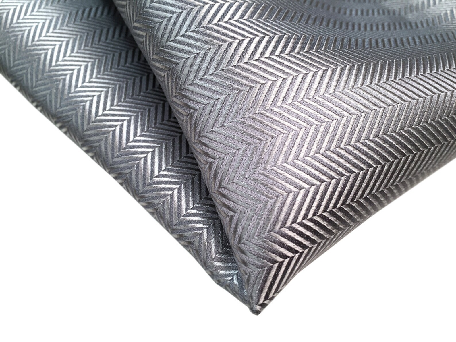 Silver Silk Pocket Square. Elegant Woven Herringbone Pocket Silk ...