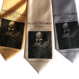 Shakespeare Necktie. William Shakespeare Folio Book Print Men's Tie ...