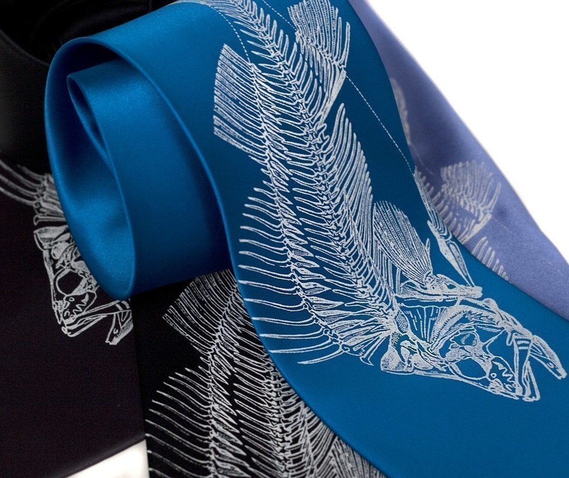 Fish Tie. Fish Skeleton Necktie fishbone tie. Gift for | Etsy