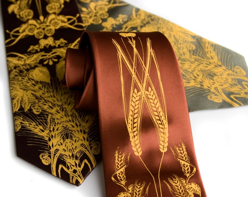 Beer Tie. Hops, Barley & Wheat Necktie. Bartender Gift, Bar Owner, Home ...