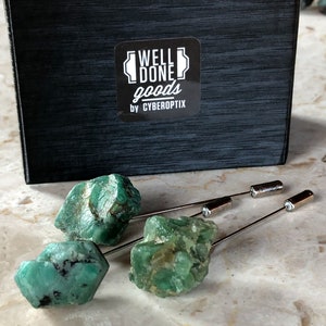 Raw Emerald Lapel Pin, Rough Emerald Crystal Brooch. Green Beryl ...