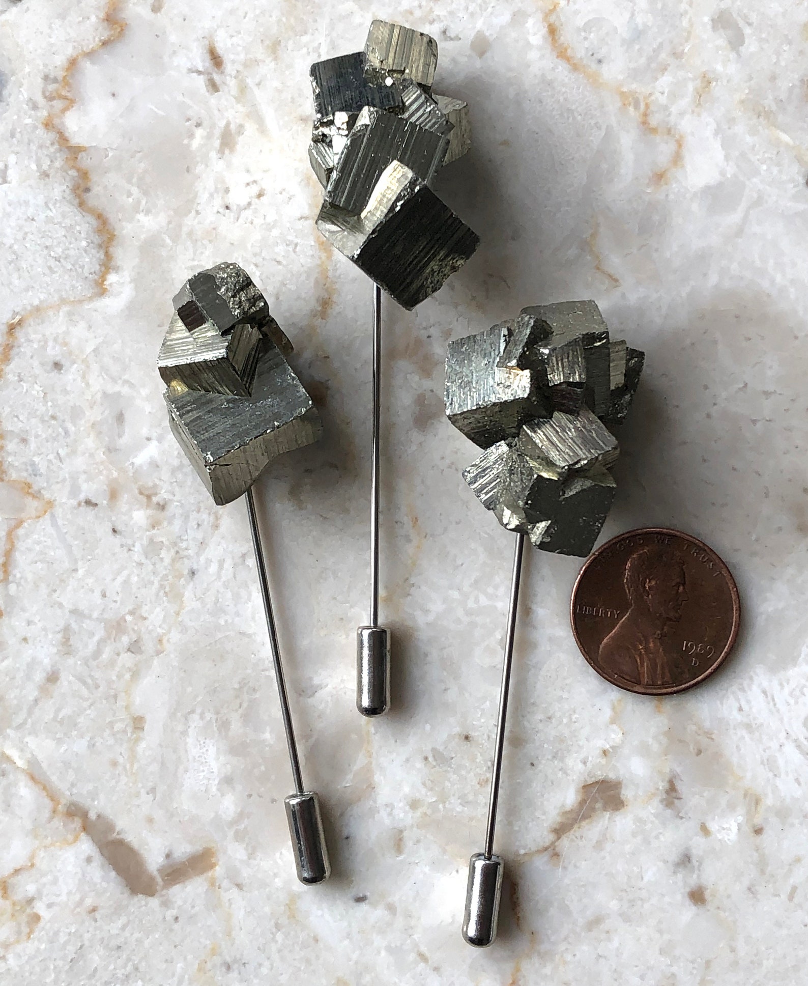 Entwined Pyrite Cube Cluster Lapel Pin, Cubic Pyrite Brooch ...