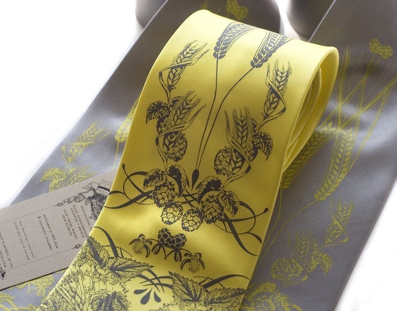 Beer Tie. Hops, Barley & Wheat Necktie. Bartender Gift, Bar Owner, Home ...