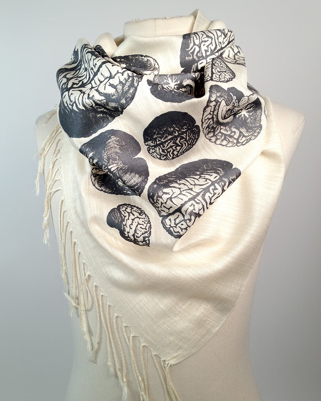 Brain Print Scarf, Anatomical Brain Hemisphere Lightweight Pashmina ...