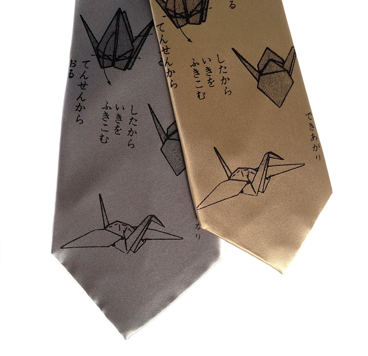 Origami Necktie, Crane Print. Men's Silkscreen Tie. Lucky Gift ...