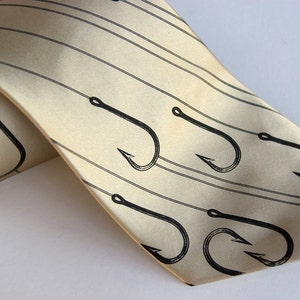 Fish Hook Necktie, Fly Fishing Gift, Fish Tie. Fisherman's Silk Tie ...