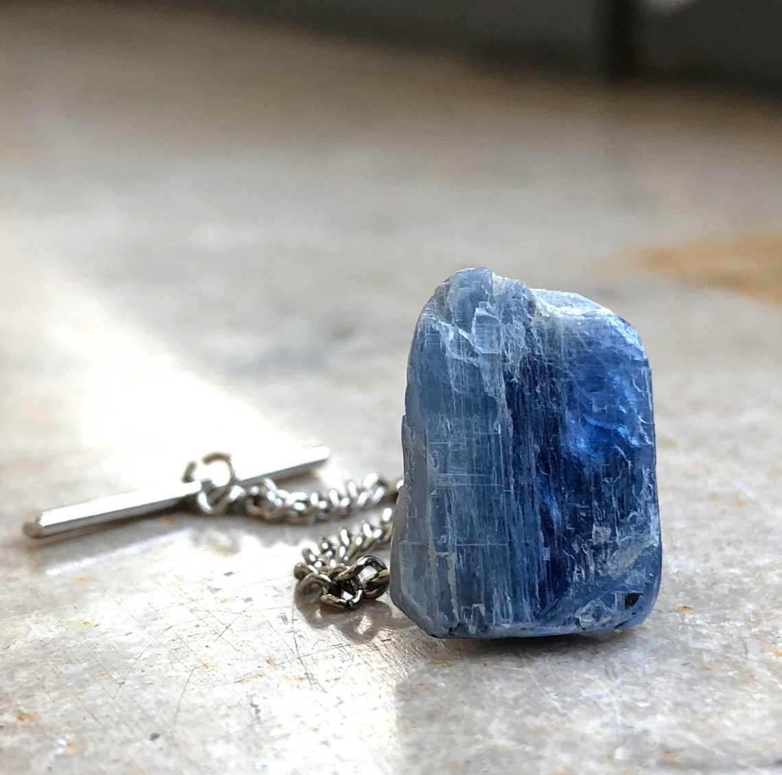 Blue Kyanite Tie Tack rough gemstone tie pin. Something blue | Etsy