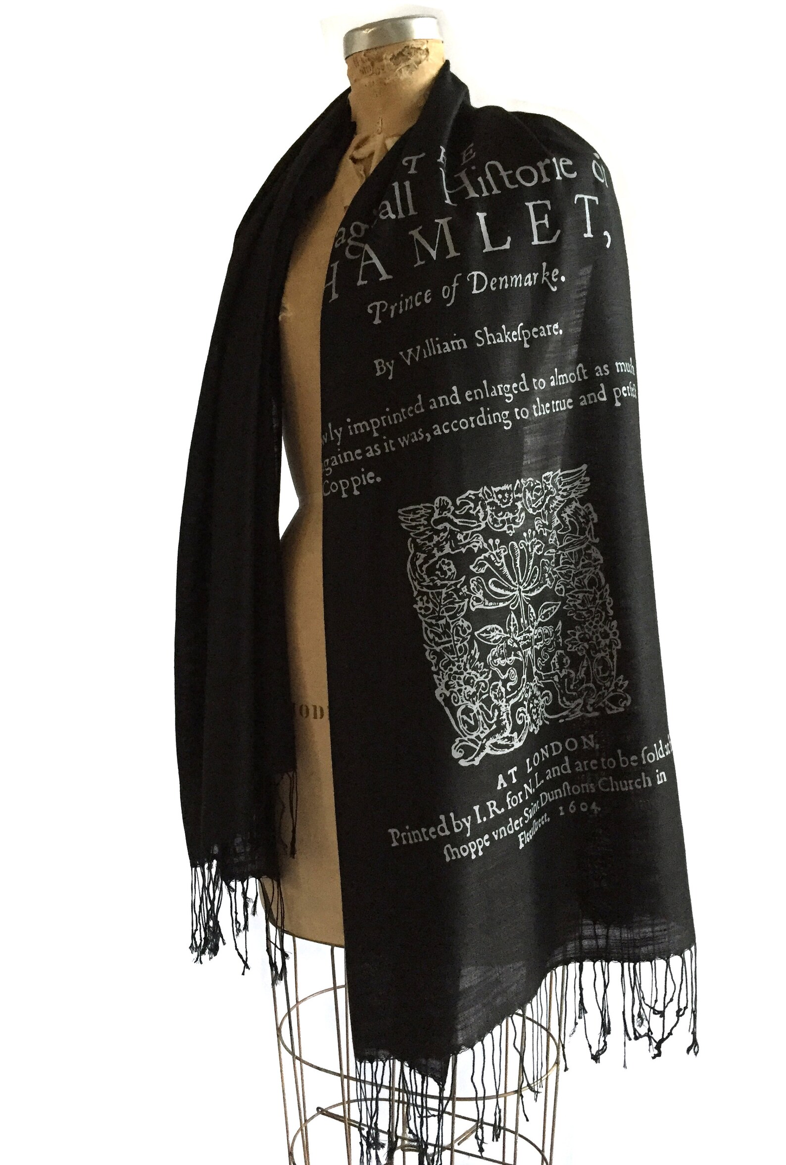 Hamlet Book Scarf. Shakespeare Print Scarf, 1604 Title Page Book Print ...