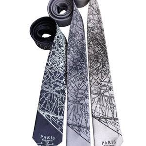 Paris Map Necktie. French Map Men's Tie. Map of Paris France, Tie for ...