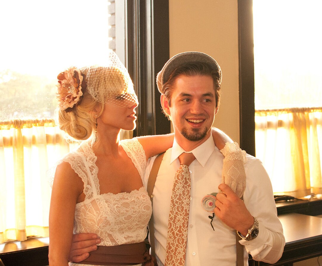 Floral Lace Necktie, Romantic Boudoir Lace Silkscreen Printed Tie ...