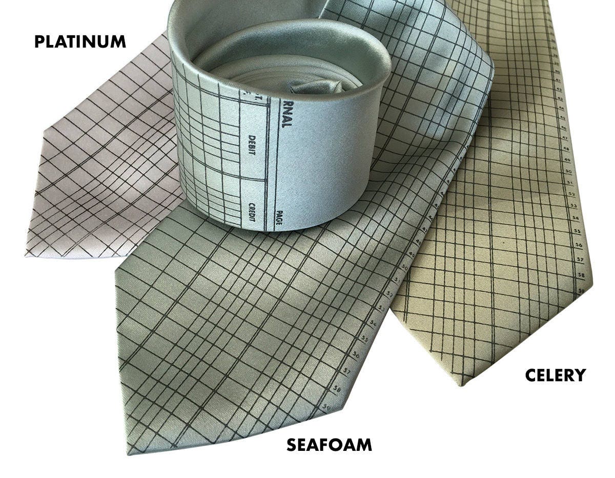 Accountant Necktie. Ledger Paper Tie. Accounting Gift, Tax Professional ...