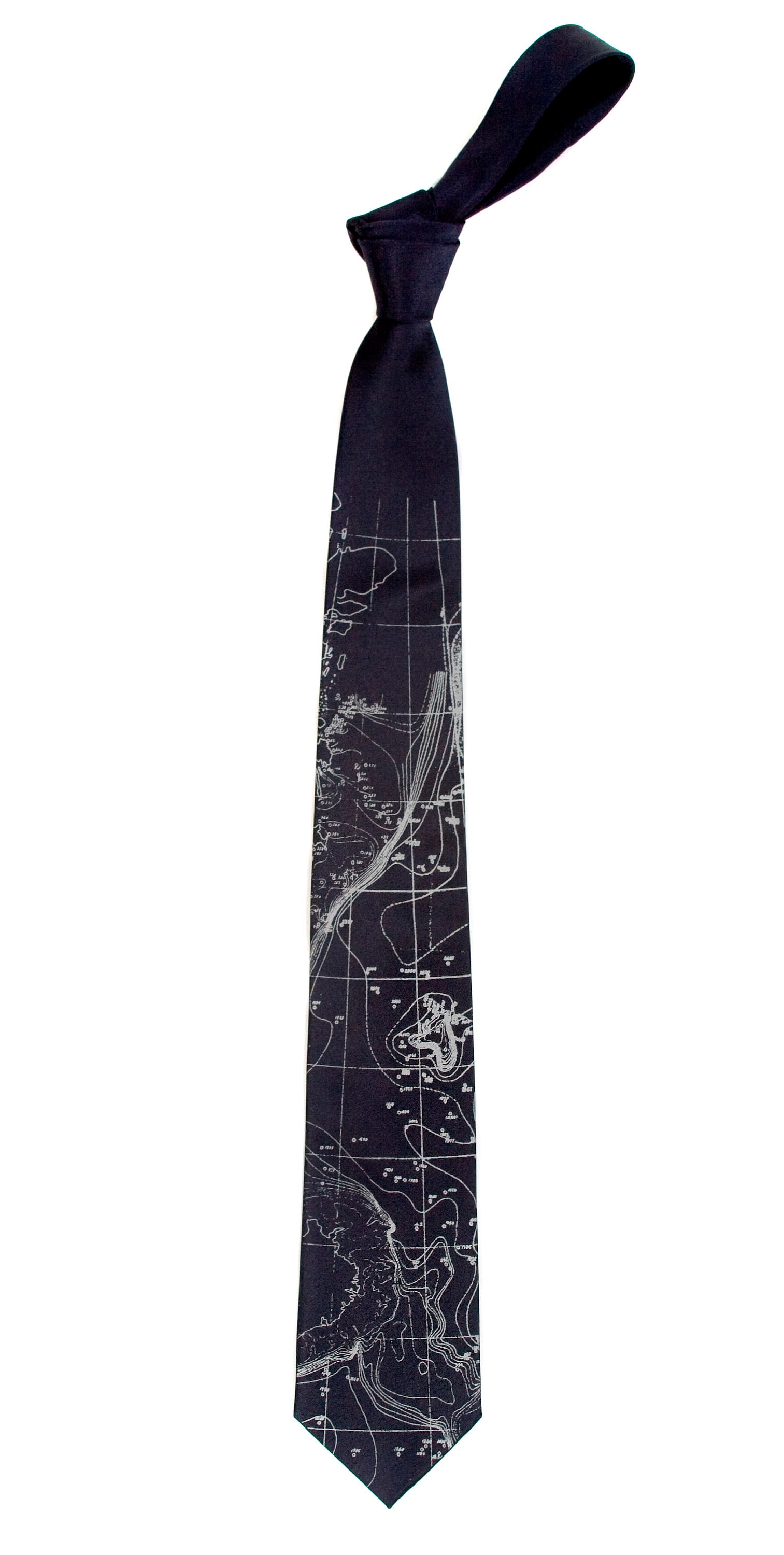 Map Print Tie. Topographic Map, Contour Map, Mens Silk Tie. Nautical ...