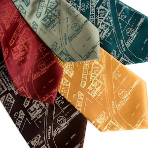 Detroit Map Silk Necktie, "eastern Market" Tie. Made in Michigan ...