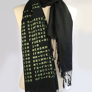 Computer Code Scarf. Commodore 64 BASIC Code Linen Weave Pashmina ...