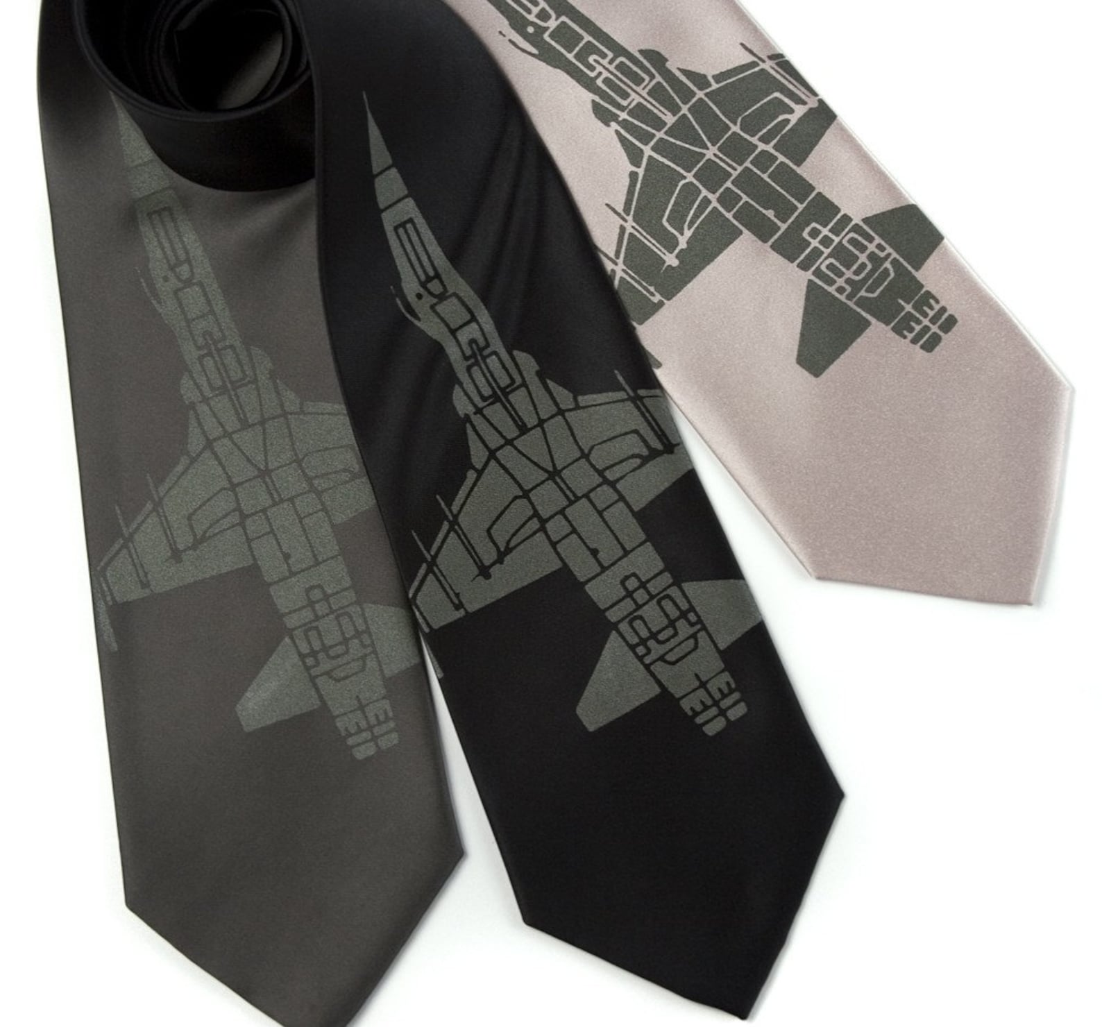 Fighter Jet Necktie. "tie Fighter" Airplane Silkscreen Tie. F-5 Jet ...