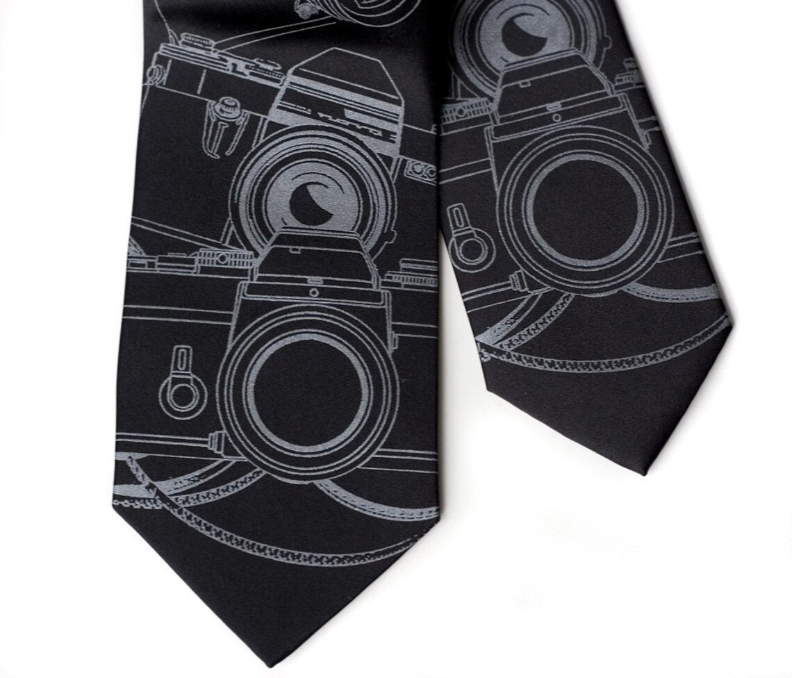 Camera Tie SLR Camera Necktie. Mens Black Tie. Old Film - Etsy