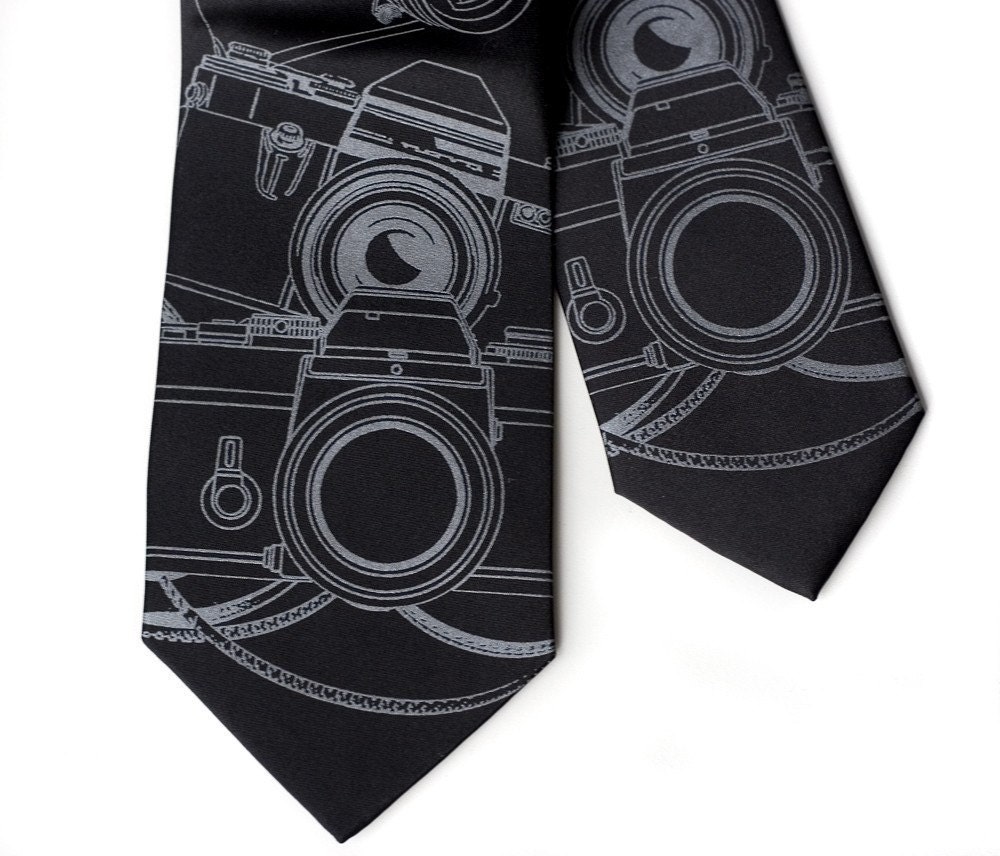Camera Tie SLR Camera Necktie. Mens Black Tie. Old Film - Etsy