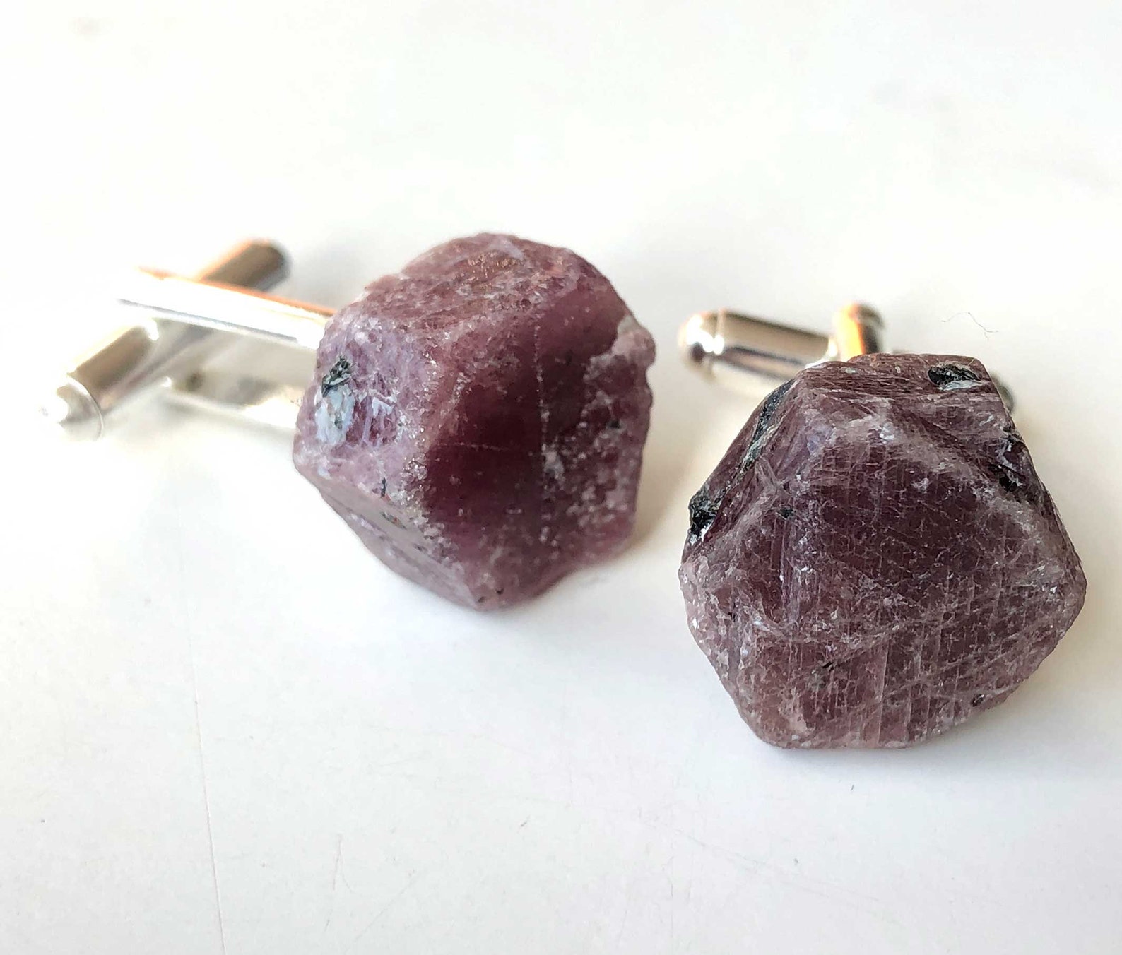 Raw Ruby Crystal Cufflinks Rough Ruby Corundum Ruby Hexagon | Etsy