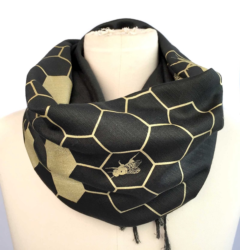 Bee Scarf. Honeybee Scarf Beehive / Honey Print Pashmina. Bee | Etsy