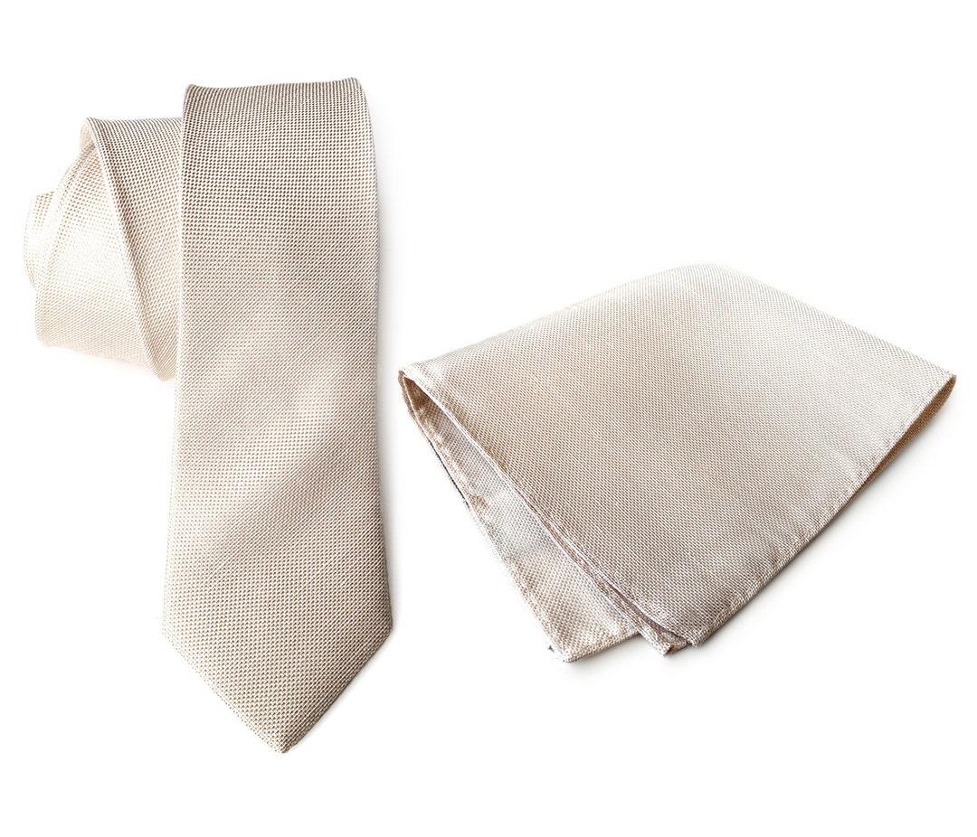 Light Tan Linen Tie. Pale Ecru, Woven Silk & Linen Blend Men's Necktie ...