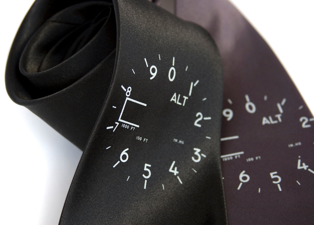 Altimeter Necktie, Men's Tie. Flight Instrument, Aviation Enthusiast ...