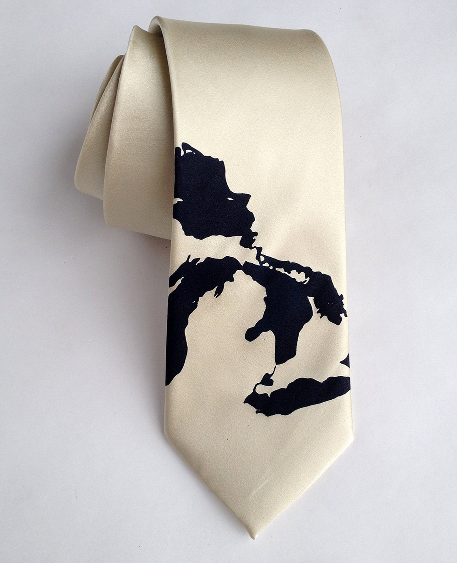 Great Lakes Map Tie, Men's Silk Necktie. Lake Michigan Tie, Lake ...