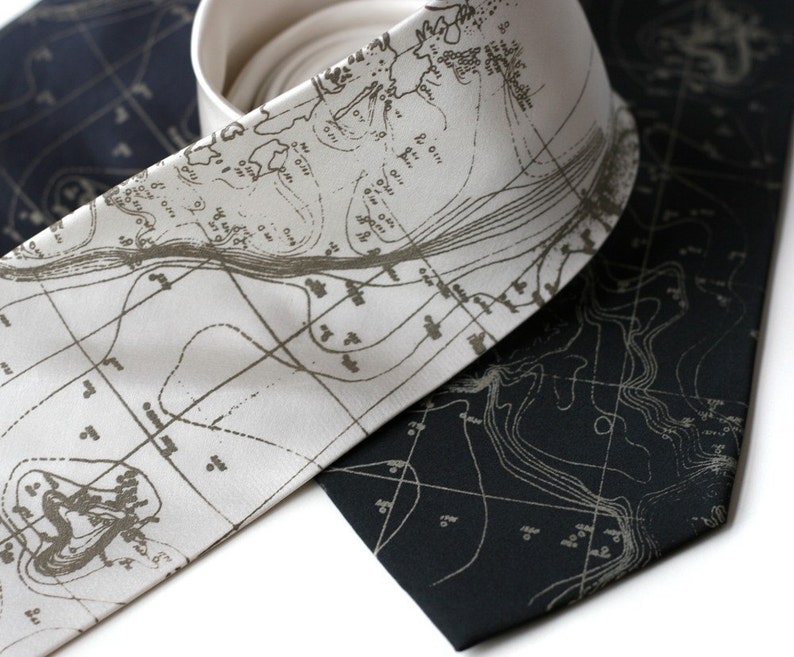 Map Print Tie. Topographic Map, Contour Map, Mens Silk Tie. Nautical ...
