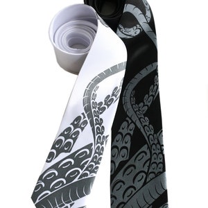 Squid Tie, Cthulhu Tentacles & Suckers. Octopus Necktie. Sage and Black ...