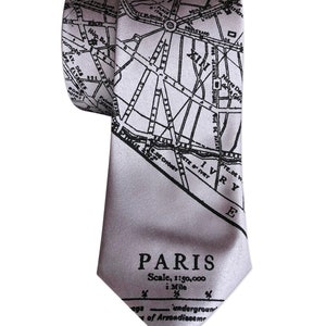 Paris Map Necktie. French Map Men's Tie. Map of Paris France, Tie for ...