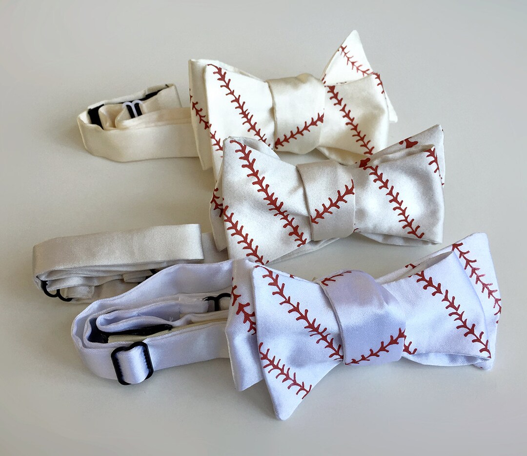Baseball Bow Tie. Baseball Stitching Print Men's Bowtie. Sports Fan ...