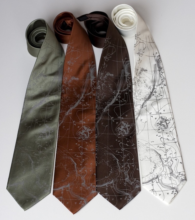 Sea Floor Map Necktie. Contour Map, Topographic Print Mens Tie ...