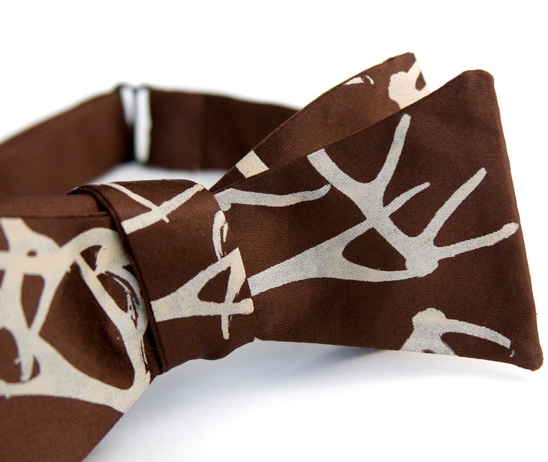 Deer Antlers Self Tie Bow Tie. Groomsmen Gift Antler Print - Etsy