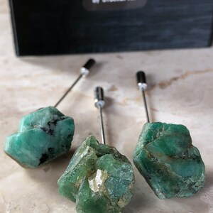 Raw Emerald Lapel Pin, Rough Emerald Crystal Brooch. Green Beryl ...