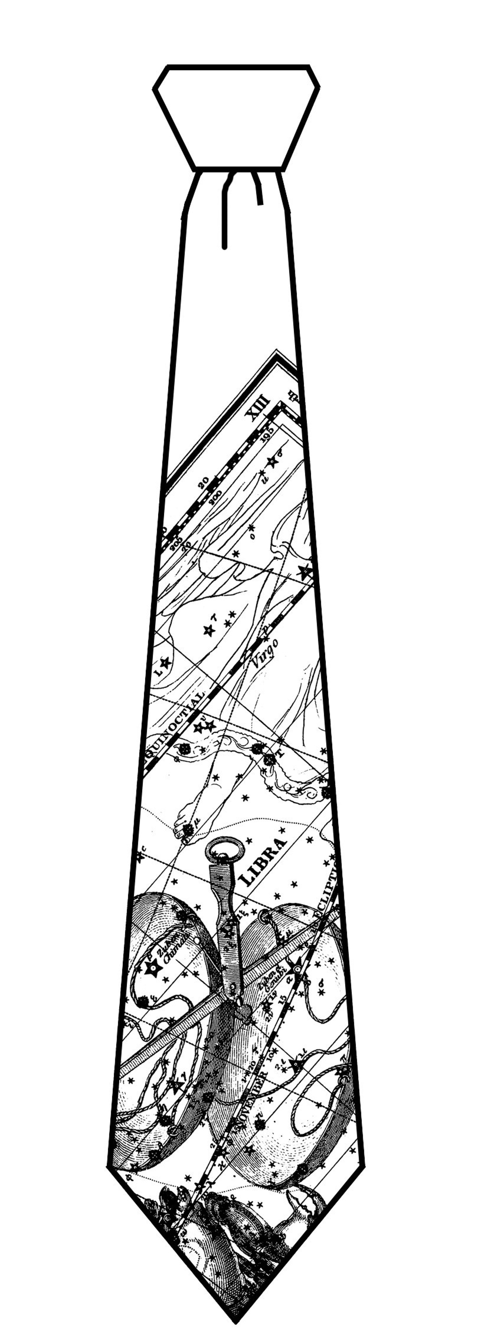 Libra Zodiac Necktie. Scales Constellation Star Chart Men's Tie ...