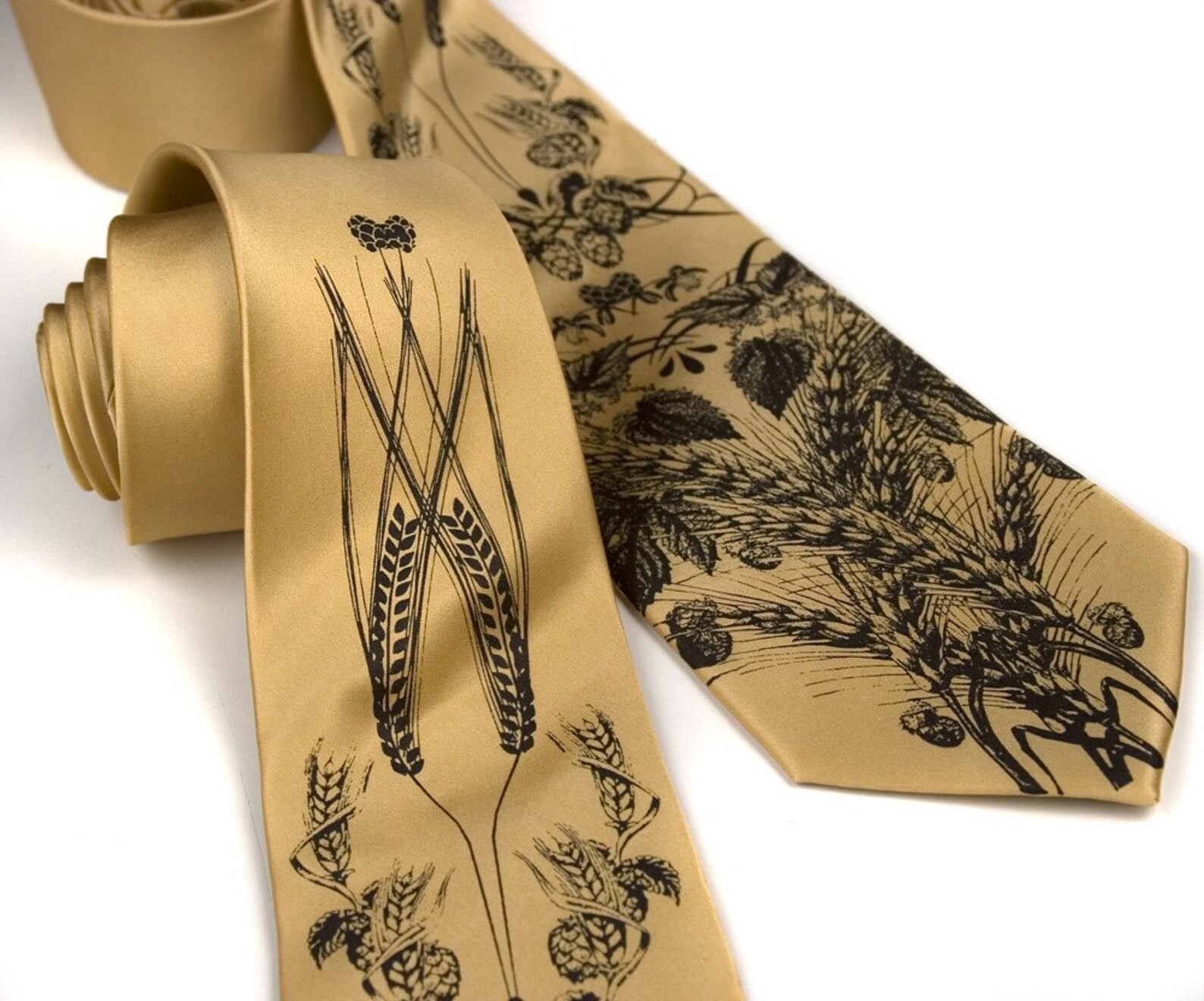 Beer Tie. Hops, Barley & Wheat Silk Necktie. Honey Silk Tie, Espresso ...