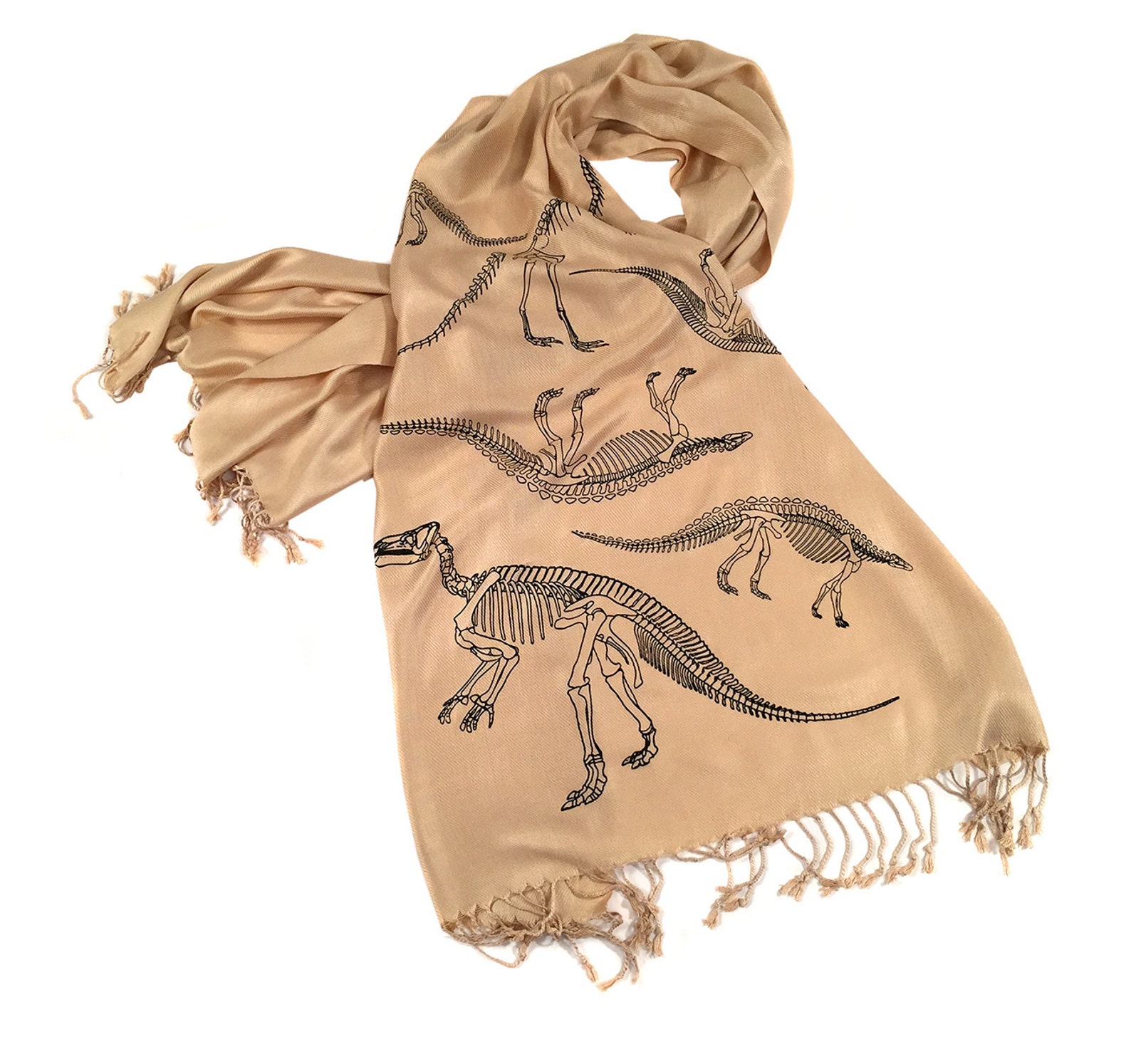 Dinosaur Skeleton Scarf. Fossilized Bones, Paleontology Soft Pashmina ...