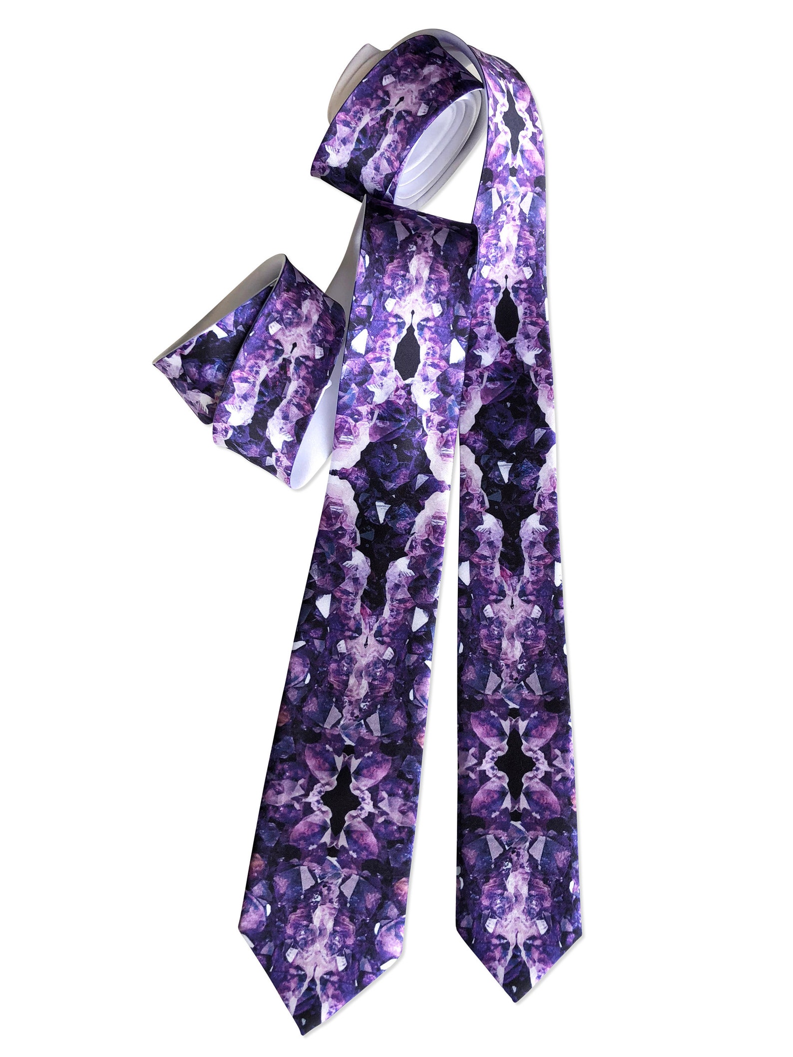 Amethyst Crystal Tie. Amethyst Geode, Mens Necktie. February Birthstone ...