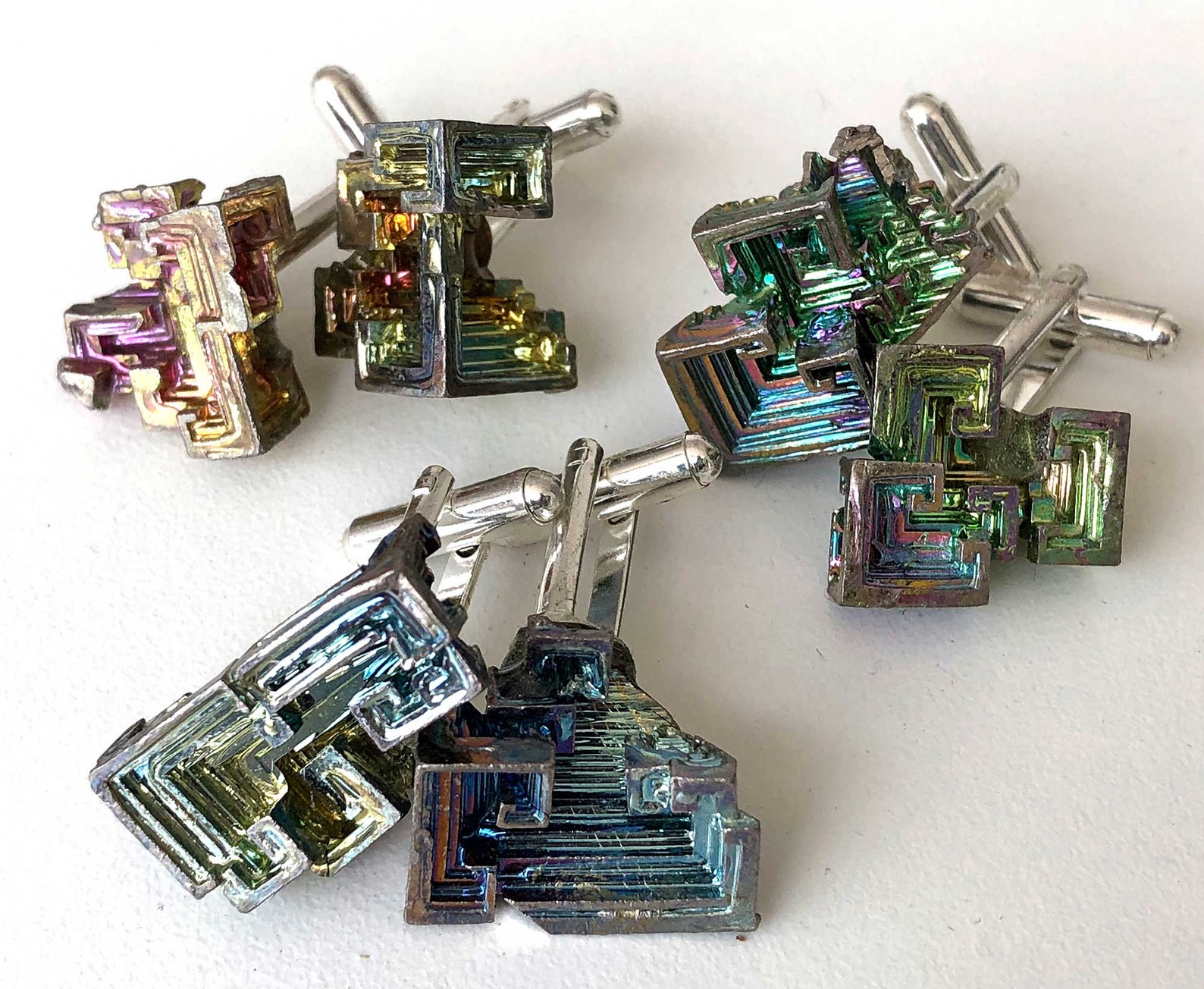 Bismuth Crystal Cufflinks. Rainbow Cufflinks Bismuth Jewelry | Etsy