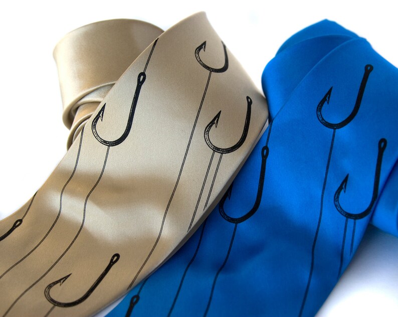 Fish Hook Necktie Fly Fishing Gift Fish Tie. Fisherman's | Etsy